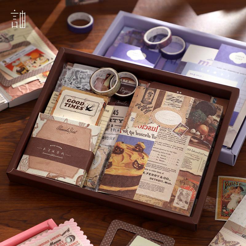 Set Hadiah Buku Nota, Gaya Retro dan Comel, 155Pcs, Kertas Bahan ...
