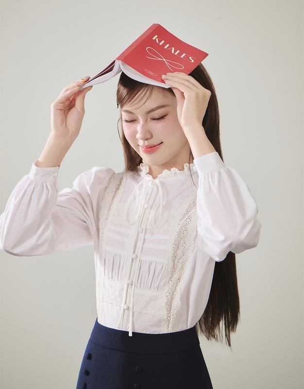 Áo sơmi dài tay Lily shirt by Khales tay bồng hoạ tiết viền ren ...
