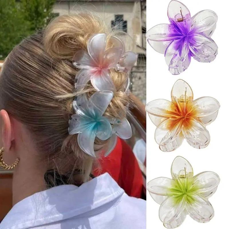6 Colors Flower Shape Hair Clips Fashion Plastic Headwear Large Hair ...
