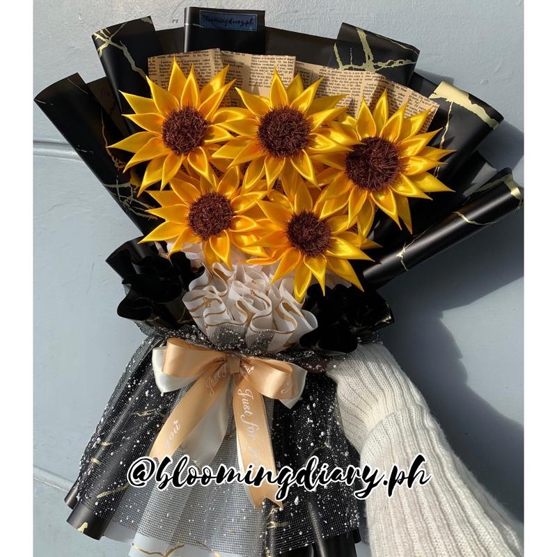 Sunflower Bouquet - Handmade Satin Ribbons - TikTok Shop Philippines