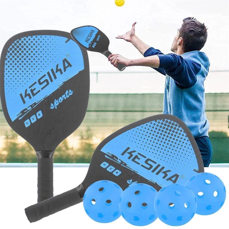 Portable Poplar Pickle Paddles Rackets Set Non-slip 4 Pickleballs ...