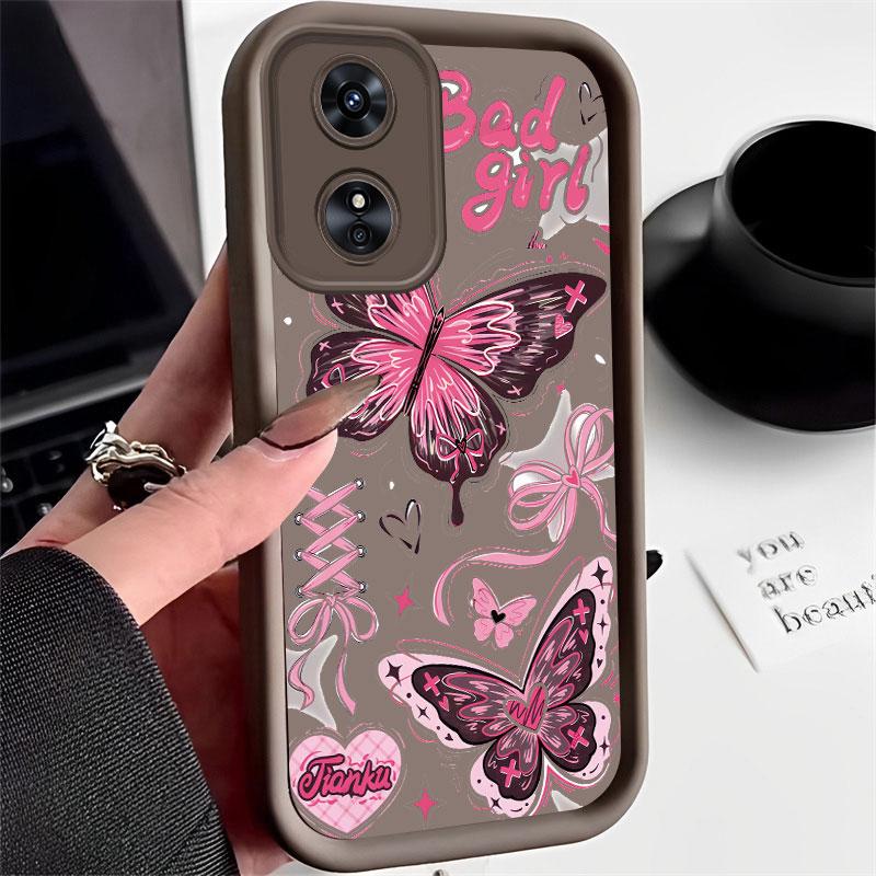 Casing For OPPO A38 A18 4G Phone Case Pink Butterfly All-inclusive ...