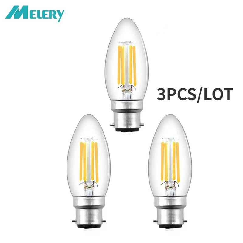 Mentol Lampu Filamen Lilin LED, B22, 4W, C35, Tidak Boleh Dimalapkan ...