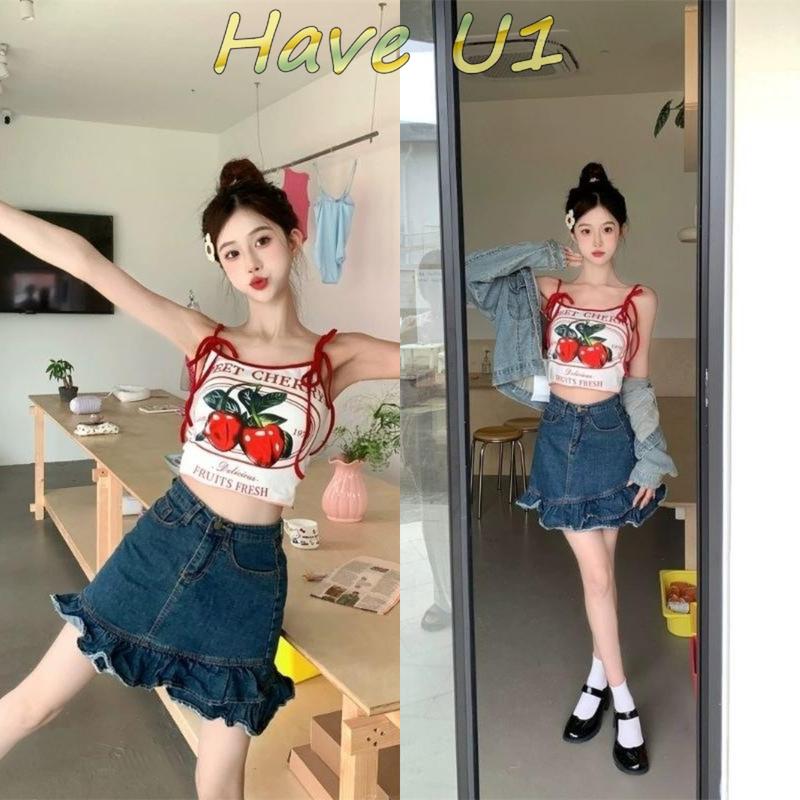 Have U1🍒พร้อมส่งจากกรุงเทพ🍒 เสื้อสายเดี่ยวไหมพรม แบบผูกหัวไหล่ - TikTok Shop Thailand