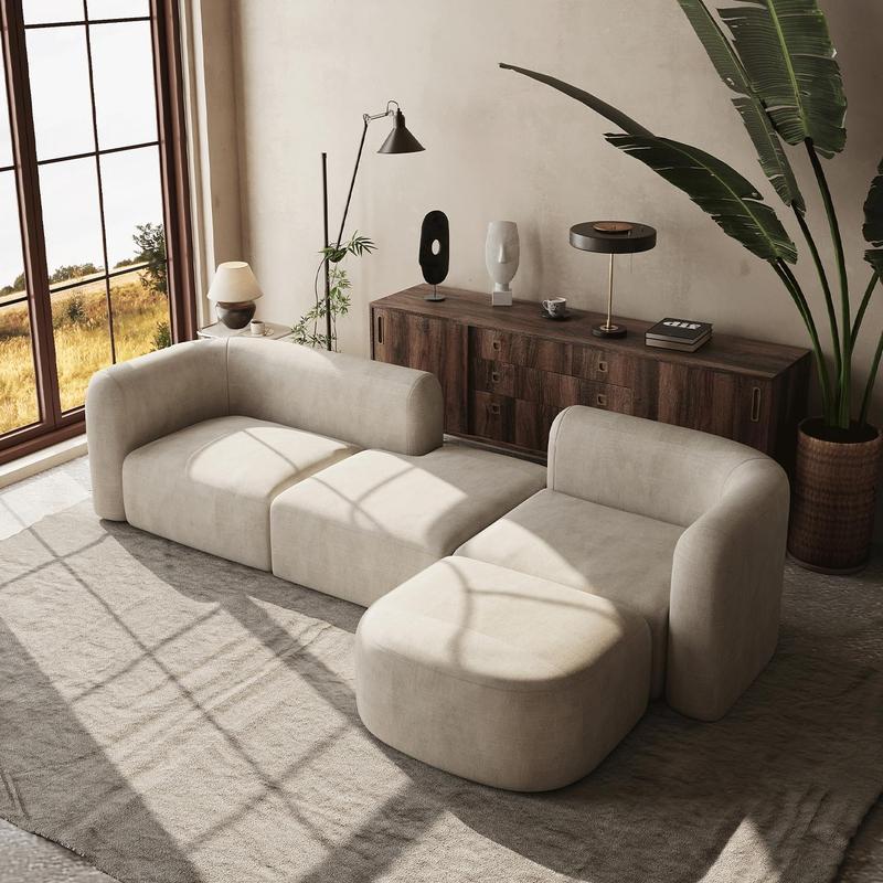 Acanva Luxury Modern Tight Curved Back Velvet Sofa, Minimalist Style ...