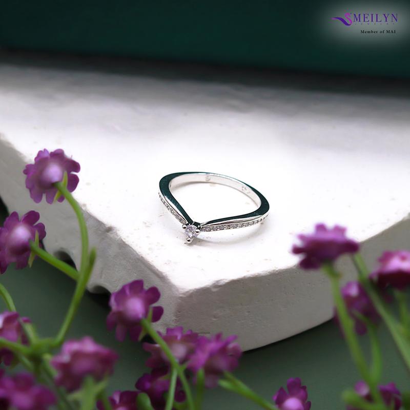 MEILYN Cincin Permata Bulat Model GG3 Gemma Baris Lapis Perak ...
