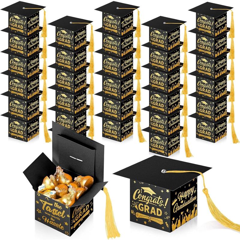 30 count Graduation Cap Candy Box with Tassel Graduation Party Favors ...