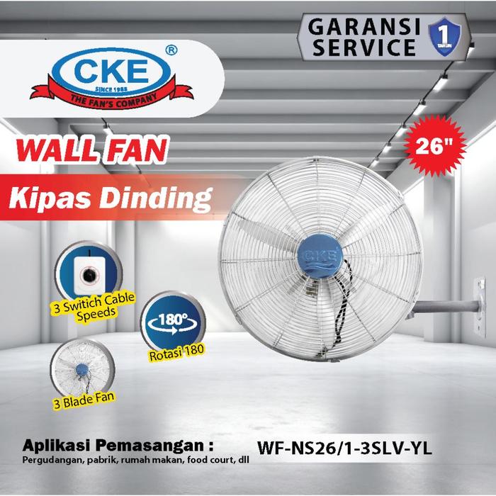 Promo CKE Wall Fan WF-NS26 1-3SLV 26Inch Kipas Angin Dinding Tembok ...