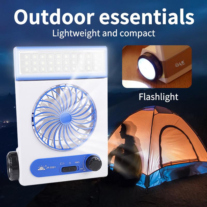 4 In1 Rechargeable/Solar Electric Fan with LED Flashlight/Table ...