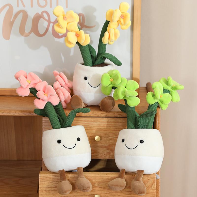 Simulation Orchid Flower Plush Flower Pot Plush Doll, 1 Count Cute ...