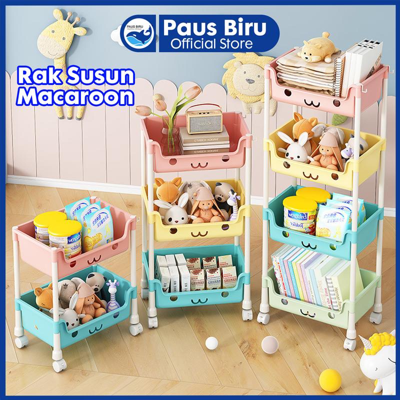 Paus Biru - Rak Susun Anak Penyimpanan Terbuka Serbaguna Rak Trolley ...