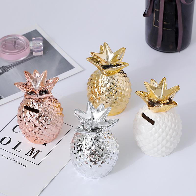 Nordic ins pineapple crafts ornaments ceramic piggy bank hom - TikTok ...