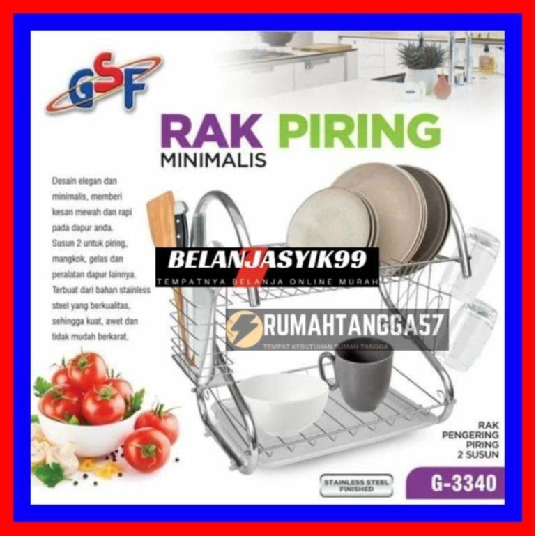 RAK PIRING STAINLESS MINIMALIS 2 SUSUN TINGKAT PERALATAN DAPUR - Shop ...
