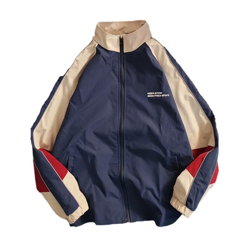 Pengwen Men Zip-up Coat Color Block Coat Men's Color Block Jacket ...