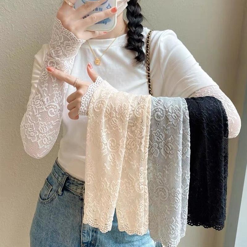 Stylish Elegant Covering Lace Arm Covers Women Breathable Sunscreen ...