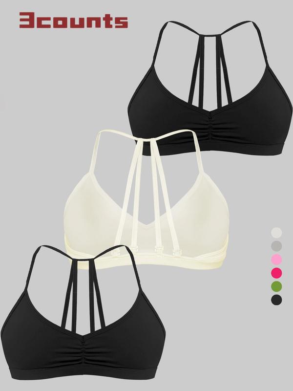Women's Solid Backless Sports Bra, Breathable Comfortable Quick-drying ...