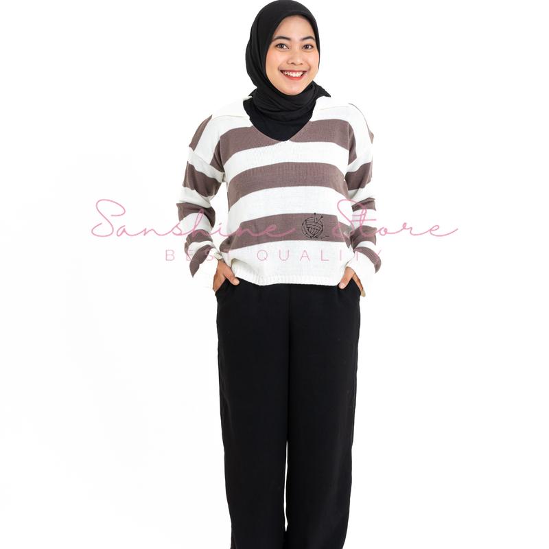 Fuji Sweater Rajut Crop Top Blaster Oversize Premium V-Neck Setrip ...