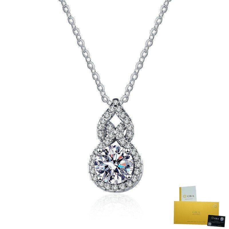 Kalung Labu Moissanite, Perak S925, Rantai Klavikel Putih, Untuk ...