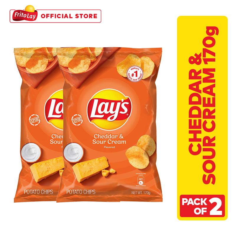 Lay's Cheddar & Sour Cream Potato Chips 170g (Bundle of 2) Snack ...