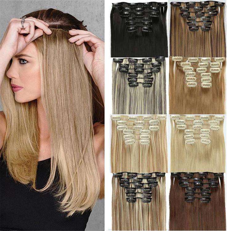 Rambut Palsu Lurus untuk Wanita, Sambungan Rambut Lurus Panjang ...