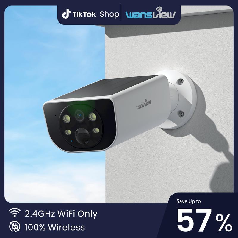 wansview 2.4Ghz WiFi Home Security Cameras Continuous Solar Power ...