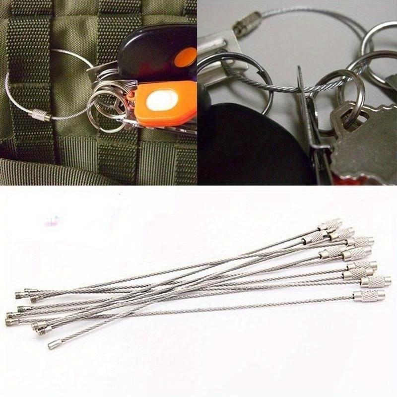 5PCS Stainless Steel Wire Keychain Cable Key Ring for Outdoo - TikTok ...
