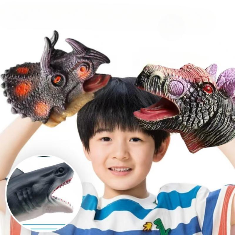Sarung Tangan Dinosaur, T-Rex & Triceratops, Mainan Boneka Tangan ...