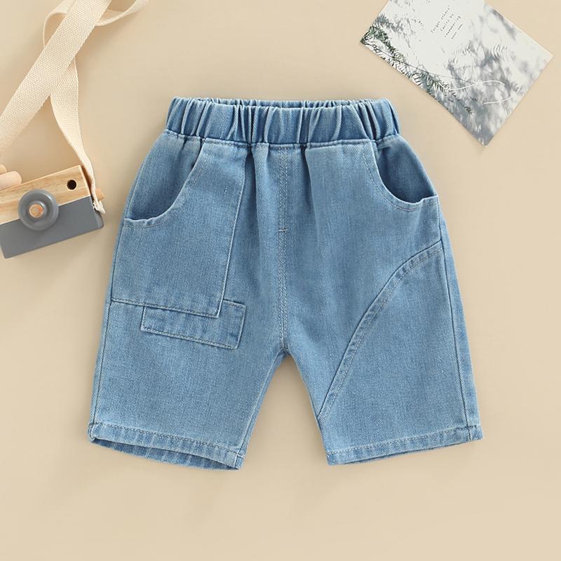 Fashionable Little Fashion Boy Shorts, Elastic Waist Solid Color Denim ...