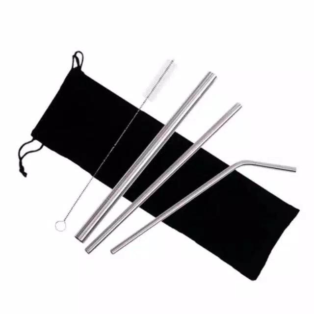 Sedotan Set Silver Sedotan Besi Sedotan Stainless Steel Ramah Lingkung ...