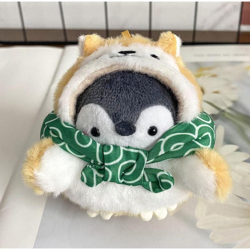 Cartoon Tourist Hat Penguin Keychain Cute Penguin Plush Key Ring ...