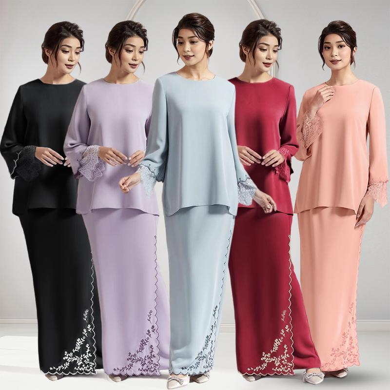 Sulam Baju Kurung Lace Simple Plain Set Kurung VirtueAttire - TikTok ...