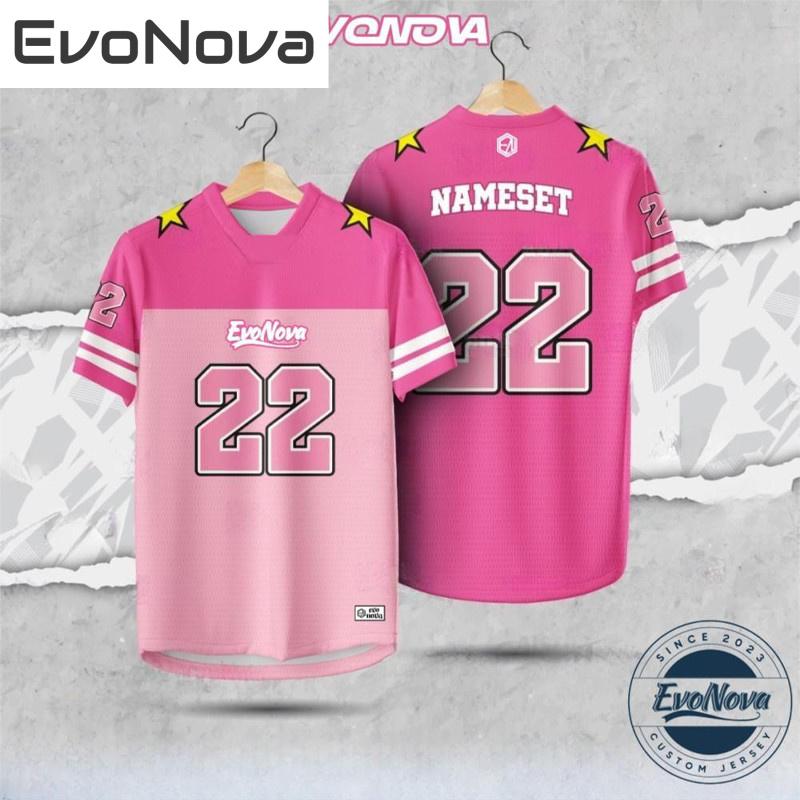 Baju-T Jersi NFL Coquette, EvoNova, Rekaan Baharu, Warna Merah - TikTok ...