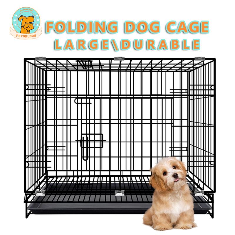 Pet Cage Cat Cage Dog Cage with Tray 2 Doors Foldable Larg - TikTok ...