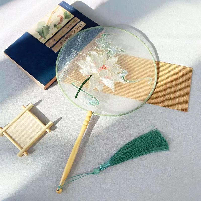Silk Silk Imaging Embroidered Fan Tassels Beech Wood Circula - TikTok ...