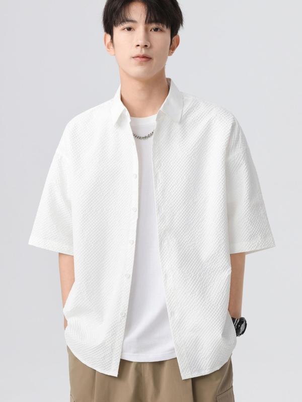 Men's Solid Color Half Sleeve Shirt, Regular Fit Casual Comfy Top for ...