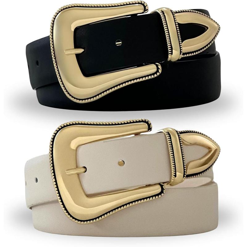 2-Pack | Country Western Fashion Cowgirl Belts for Women | Cute Chunky ...