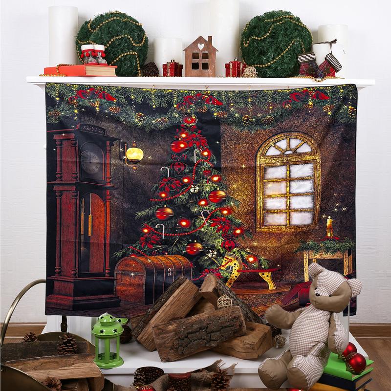 Holiday Christmas Tree and Window Peach Skin Velvet Backcloth for Xmas ...