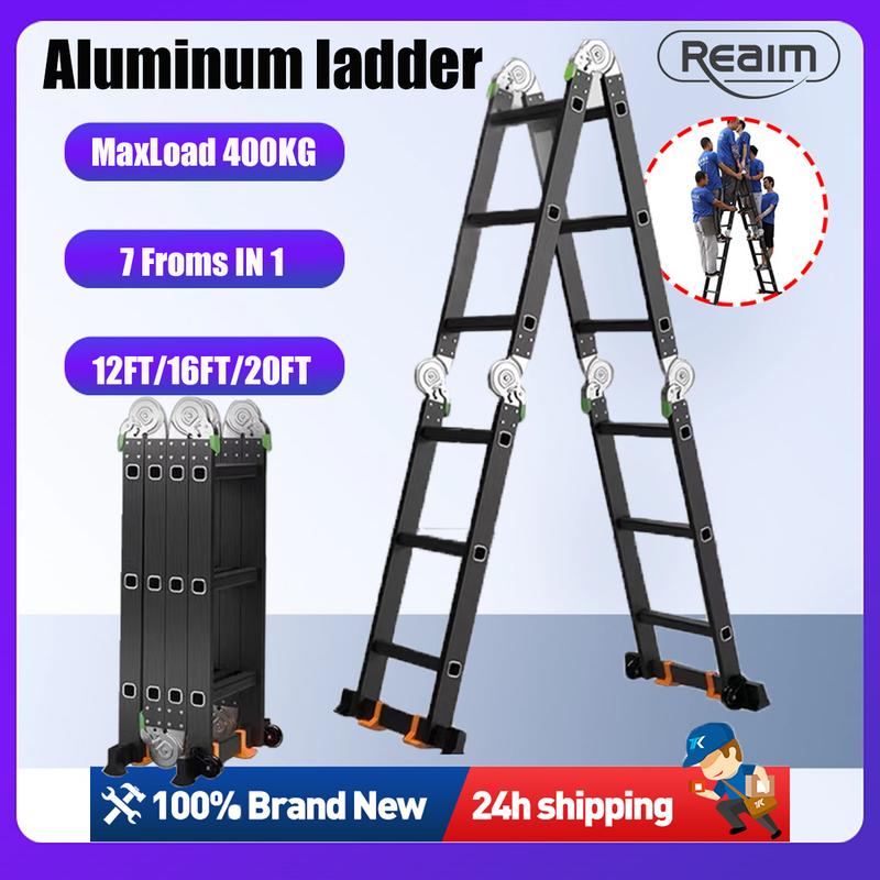 REAIM! Aluminum ladder heavy duty ladder 5.7M 4.7M 3.7M foldable ...
