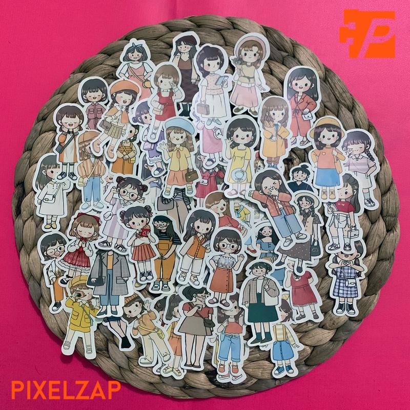 55 Pcs Stiker Girl Character Aesthetic untuk Jurnal, Scrapbook, Diary ...