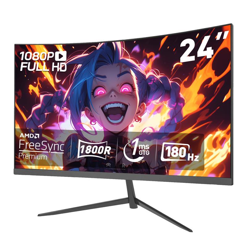 24" Curved Gaming Monitor, Full HD IPS Panel 1800R 180HZ 1ms - TikTok Shop