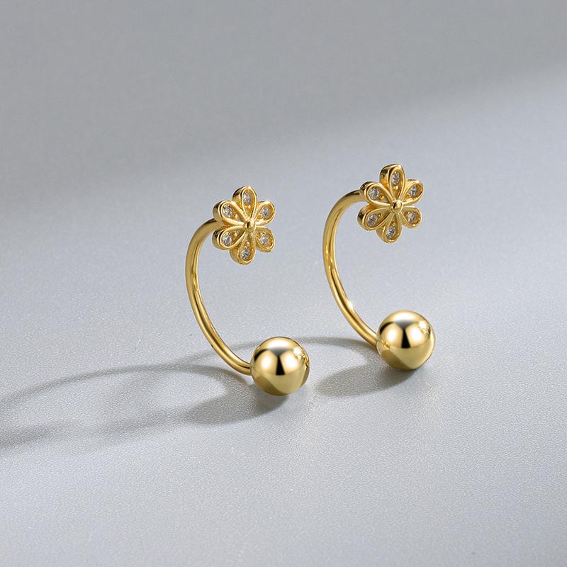 Anting-anting Stud Skru Bunga, Bertatah Berlian, Gaya Ins, Untuk ...