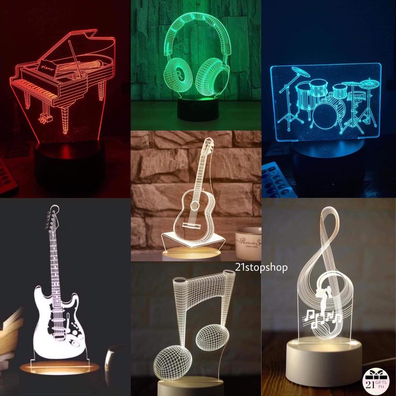 Music/Instruments 3D Acrylic LED Lamp [single/7 colors/16 colors ...