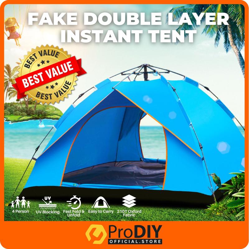 1-4 Person Fake Double Layer Instant Automatic Tent Khemah Automatik ...