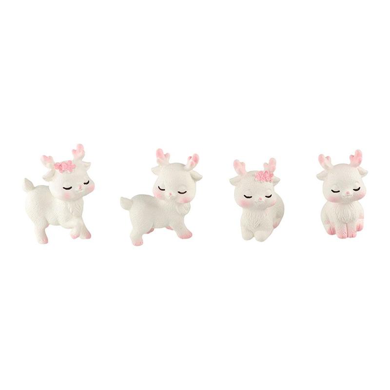 Creative Decorative Mini Pink Deer Statue Resin Pink Deer Miniatures ...
