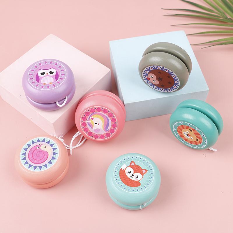 1pcs Cute Animal Print Wooden Yoyo Toys Toy Kids Yo-Yo Creative ...