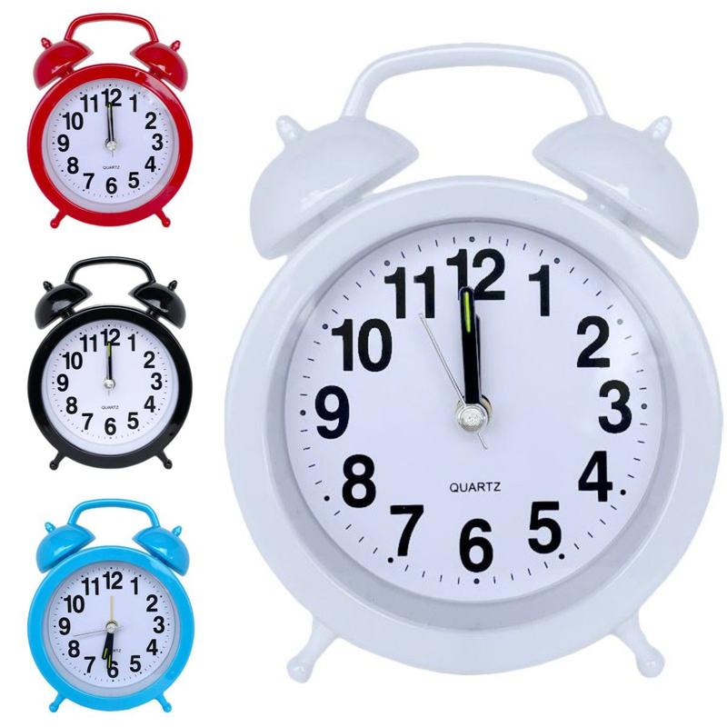 Loud Clock Retro Alarm Double Bell Mechanical Key Pointer Clock ...