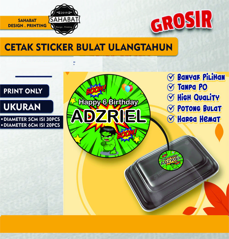 (isi 10-50pcs) Sticker Bulat Ulang Tahun / Sticker Bulat Happy - Shop ...