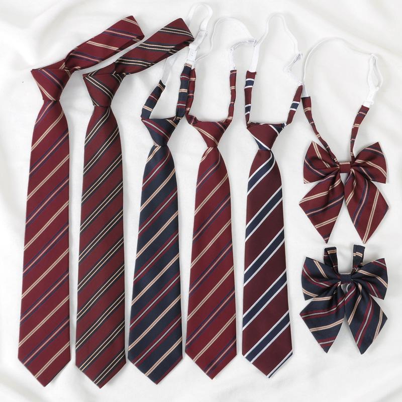 Red Cyanotic Gold Red Striped Lazy Free Japanese College Style Tie ...