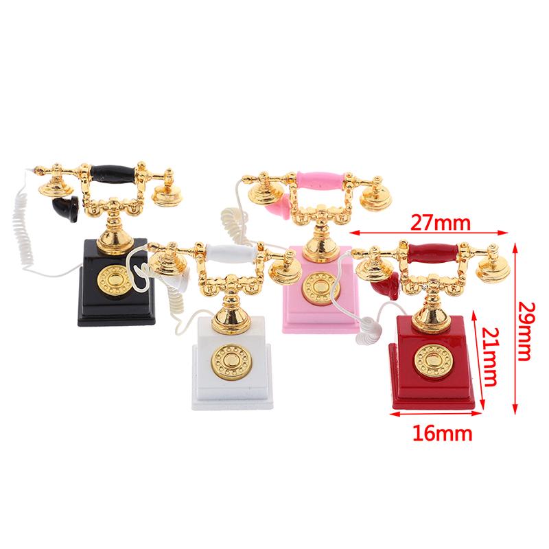 [zfe]1Pc 1:12 Dollhouse Miniature Phone Model Retro Rotary Telephone ...