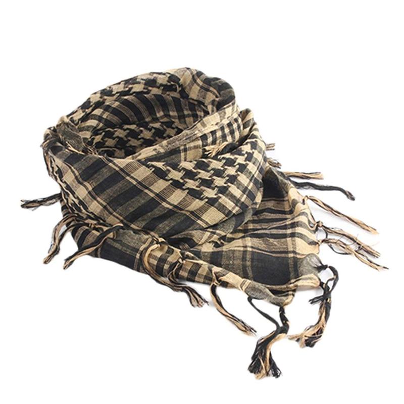 Unisex Scarf Cotton Lightweight Plaid Tassel Arab Desert Shemagh,Beige ...